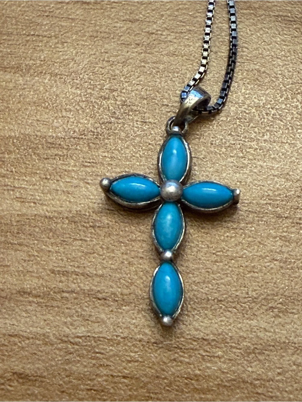 Jewelry | Sterling Silver Turquoise Cross Pendant On A Box Chain ...